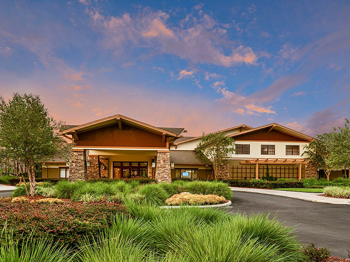 Del Webb Stone Creek's clubhouse has that "mountain lodge meets Florida sunshine" vibe that makes you want to grab a book and stay awhile.