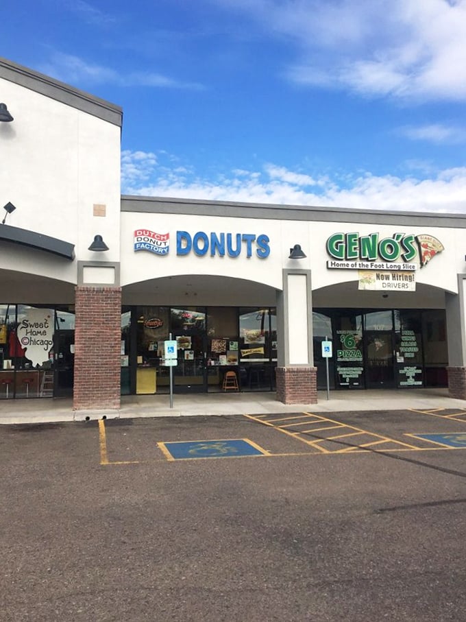 Dutch Donut Factory sits unassumingly between neighbors, like the quiet kid who turns out to be the life of the party.