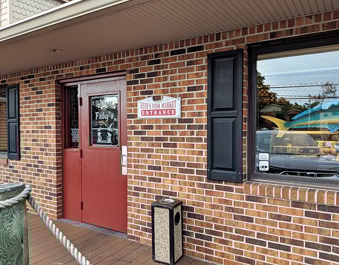 That unassuming red door? The gateway to seafood paradise. Like finding a pearl in the most humble-looking oyster.