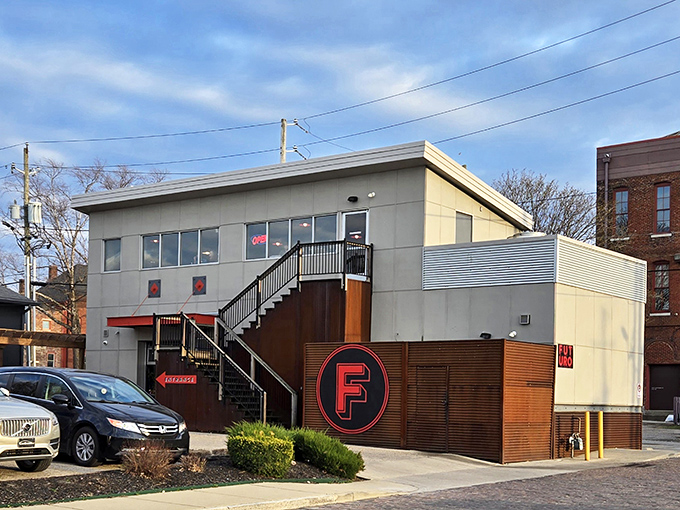 Futuro's sleek, modern facade is architectural misdirection &ndash; who knew pizza paradise hid behind such minimalist design?