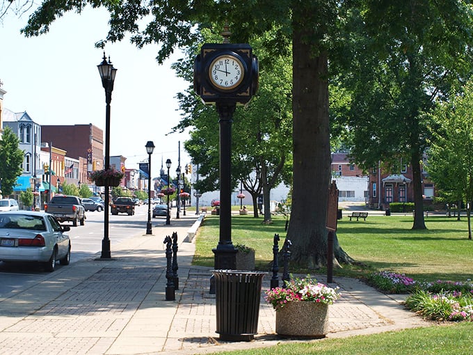 Time stands still in Gallipolis, where this charming town square clock reminds you that retirement means never rushing again.