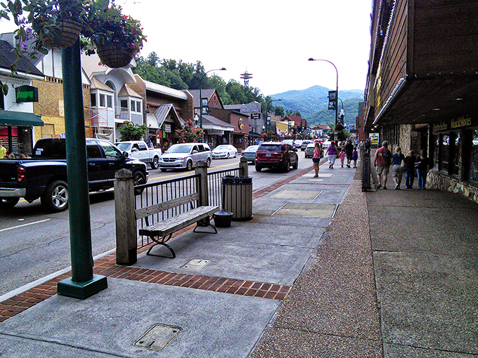 Gatlinburg's charming downtown sits beneath a sky so blue it looks Photoshopped &ndash; Mother Nature showing off again!