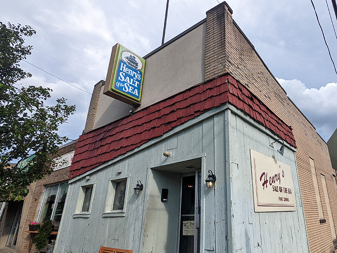Henry's Salt of the Sea brings coastal charm to Allentown with its cheery red trim and promise of oceanic delights.