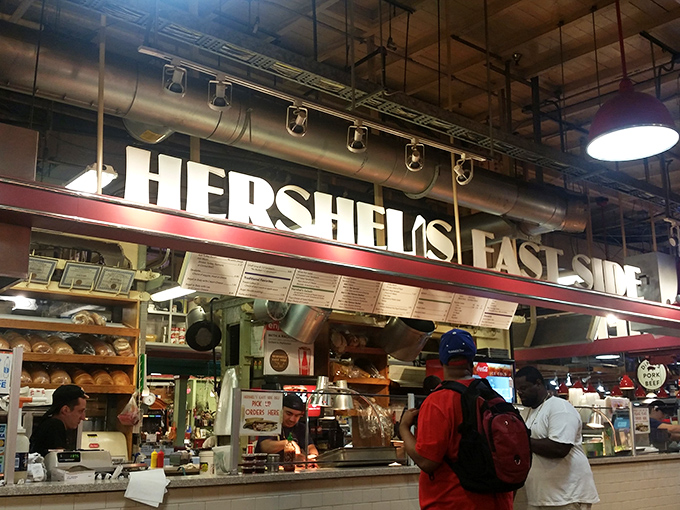 Hershel's glowing sign cuts through Reading Terminal Market's hustle like a hot knife through pastrami&mdash;impossible to miss, impossible to resist.