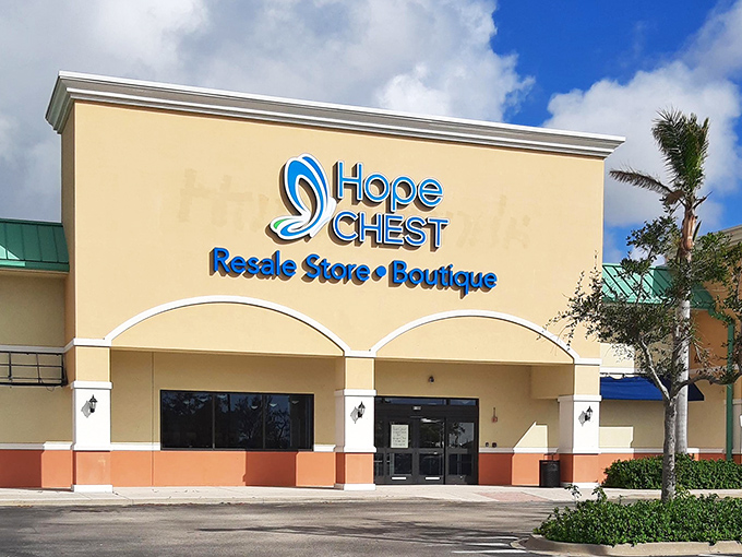 Hope Chest's cheerful storefront radiates the kind of optimism that makes every shopping trip feel like Christmas morning.