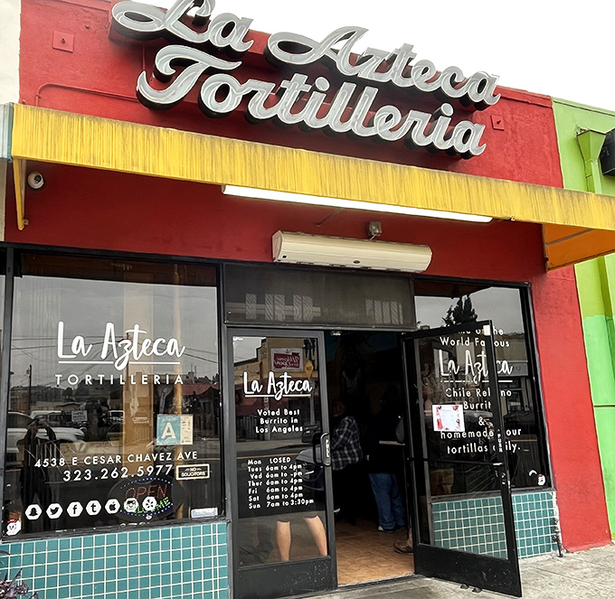 La Azteca's vibrant exterior is like a preview of the flavor fiesta happening inside those handmade tortillas.