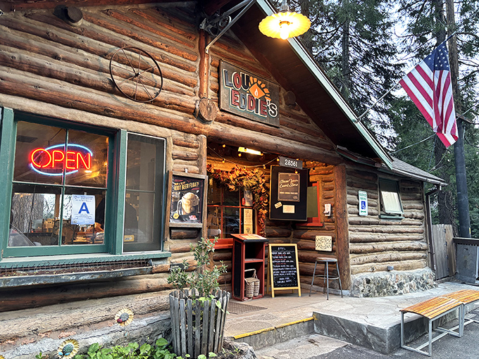 LouEddie's rustic log cabin looks like it was plucked straight from a fairy tale &ndash; if that fairy tale involved magnificent mountain pizza.