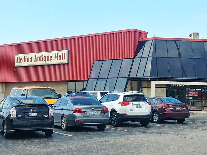 Medina Antique Mall's bold red exterior is like a stop sign for vintage lovers. "Halt! Treasures inside that need adopting!"