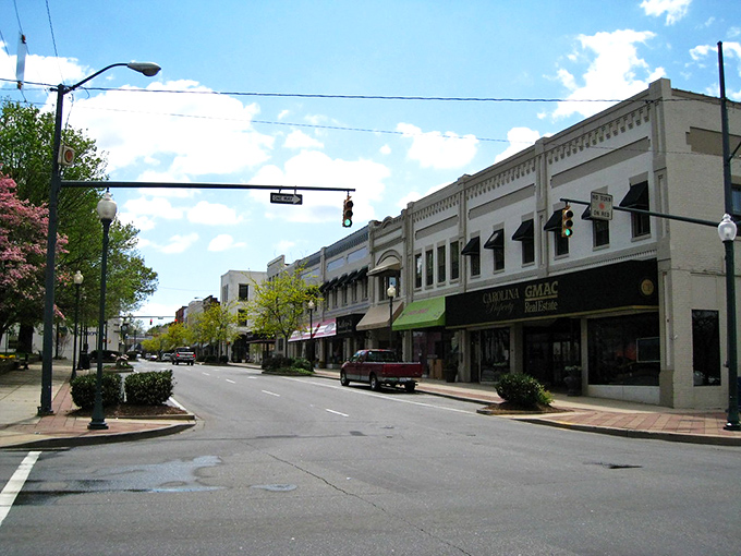Morganton's downtown corner has that classic small-town feel. Just add a rocking chair and sweet tea!
