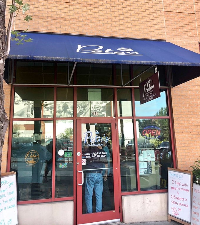 Pete's brick facade whispers promises of perfectly brewed coffee and eggs cooked exactly right.