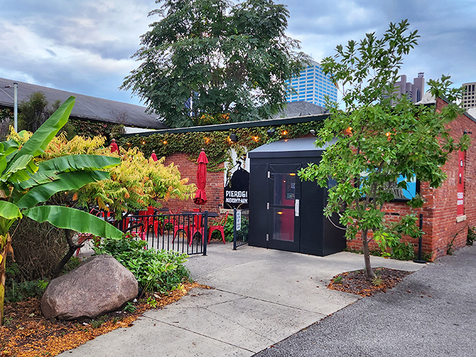 Pierogi Mountain's garden patio feels like stumbling upon a secret Eastern European oasis in the heart of Columbus.