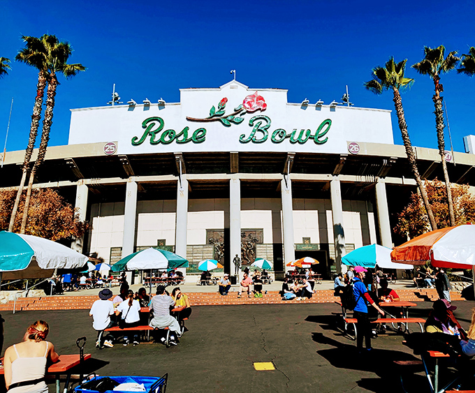Football field of finds! The iconic Rose Bowl transforms from sports venue to treasure hunter's paradise, where the real competition is spotting deals before someone else does.