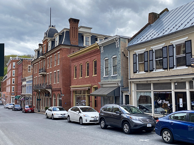 Staunton's colorful downtown buildings create a perfect palette against blue skies. Victorian charm with mountain views!