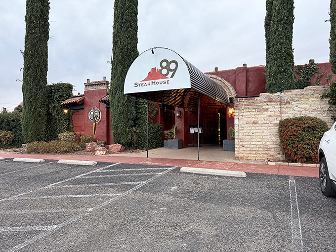 Steakhouse 89's striking red adobe walls and curved metal awning create the perfect Sedona welcome for meat lovers.