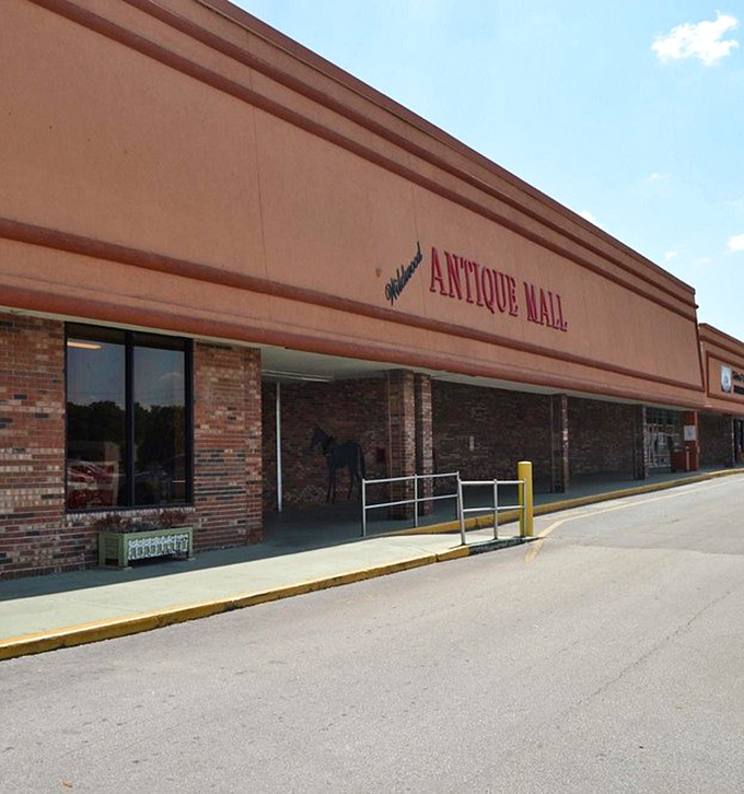 Wildwood Antique Mall's brick-accented entrance &ndash; the portal to a world where "they don't make 'em like they used to" isn't just a saying.