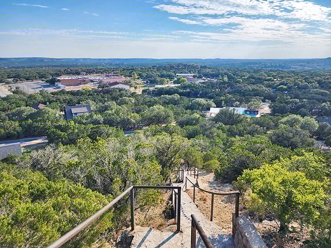 Wimberley's hilltop views stretch endlessly, offering million-dollar scenery at bargain-basement living costs for lucky residents.