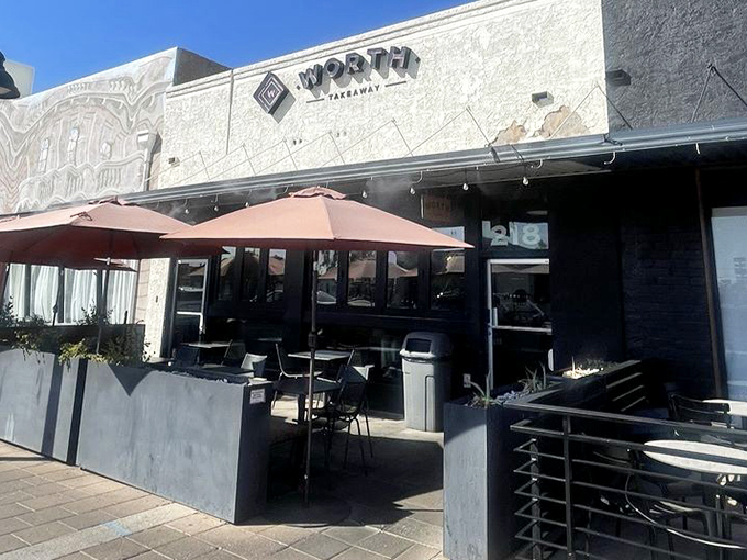 The outdoor seating at Worth Takeaway invites you to savor each bite while watching the world go by. Sandwich meditation at its finest!