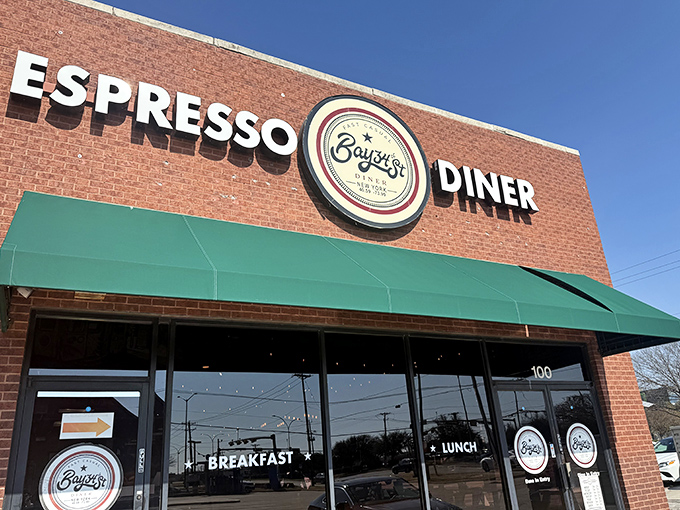 Bay34th Street Diner's brick facade and teal awnings promise a breakfast experience that puts chain restaurants to shame.