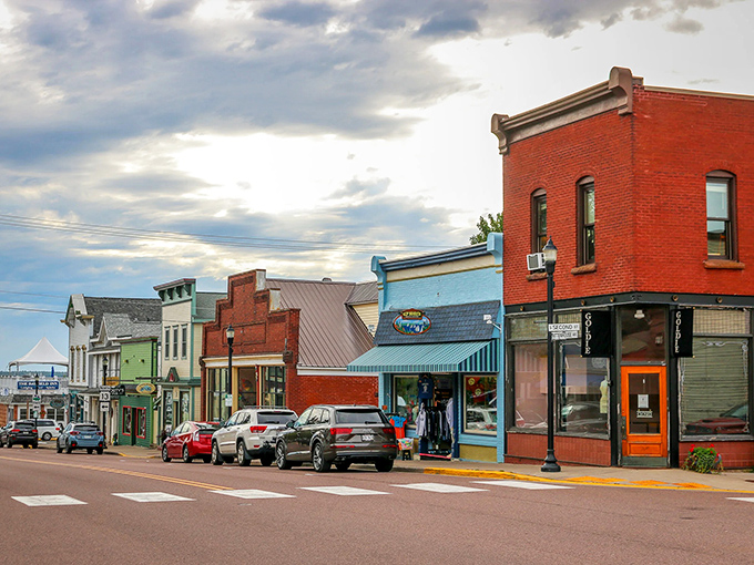 Colorful storefronts line Bayfield's business district, where the vibrant paint schemes seem to compete with nature's own spectacular palette.