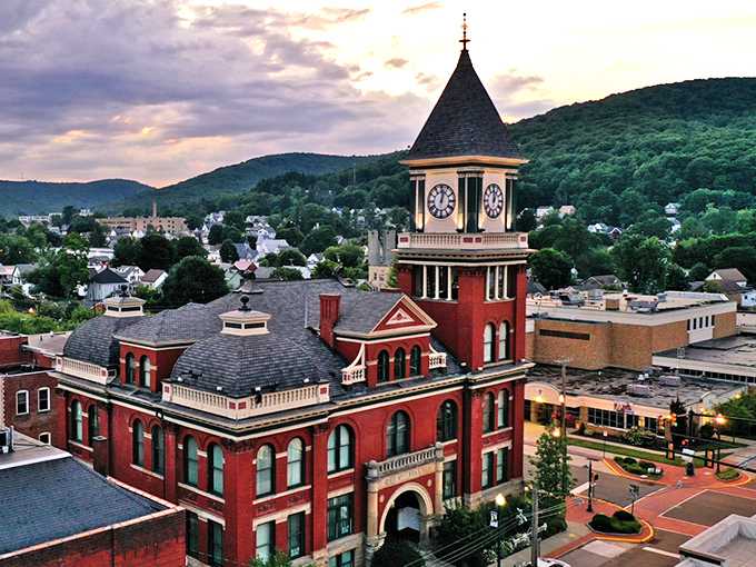 Historic buildings frame Bradford's streets like architectural bookends, holding chapters of small-town Pennsylvania life between them.