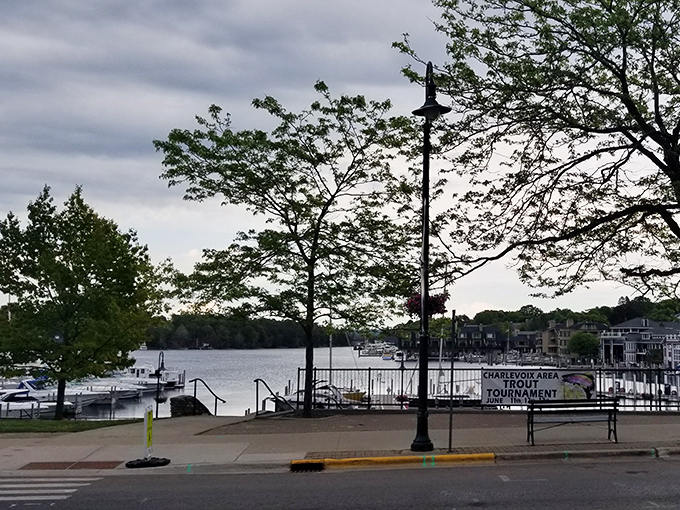 The Charlevoix waterway—nature's highway through town. Watch boats parade past while enjoying an ice cream cone on shore.