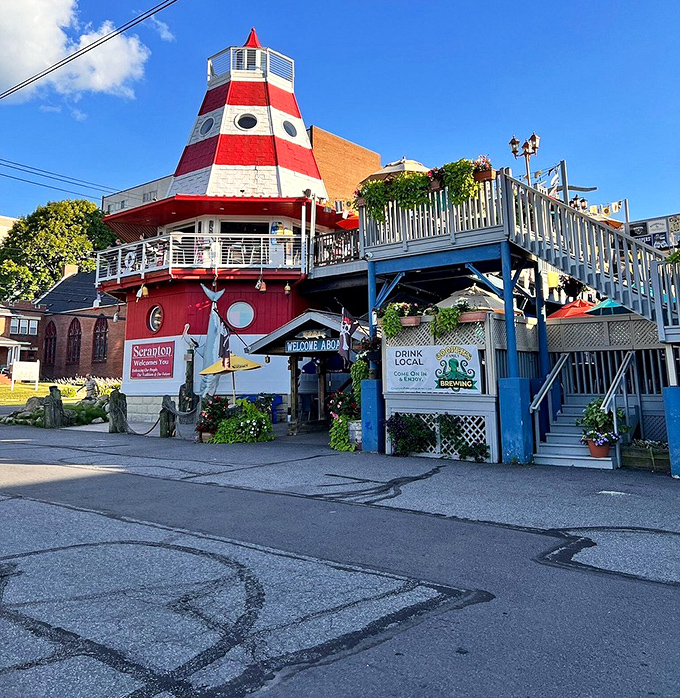 Cooper's Seafood House (sunny day): "The red-and-white lighthouse isn't just eye-catching&mdash;it's a beacon calling to seafood lovers across Pennsylvania!"