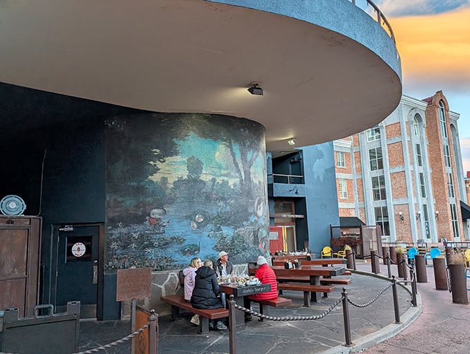 Art and appetite collide at Diablo Burger. That stunning mural creates the perfect backdrop for enjoying locally-sourced beef masterpieces.