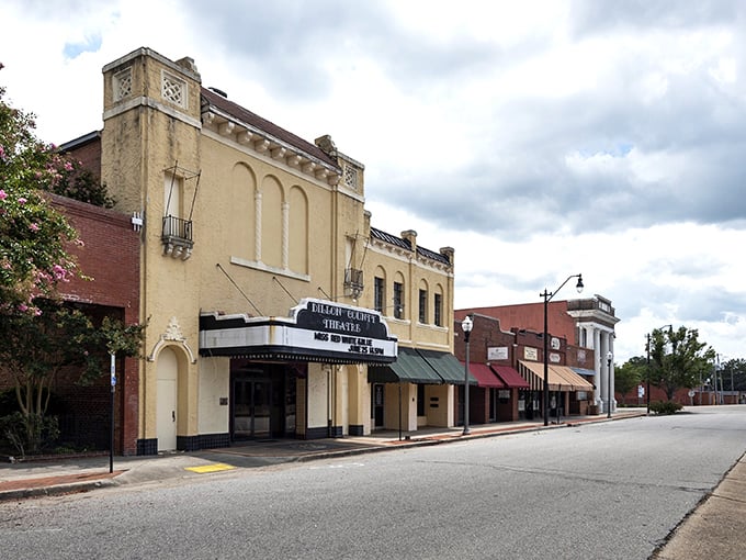 Main Street magic! The Dillon County Theatre anchors this streetscape like your favorite character actor&mdash;not the star, but the one who steals every scene.