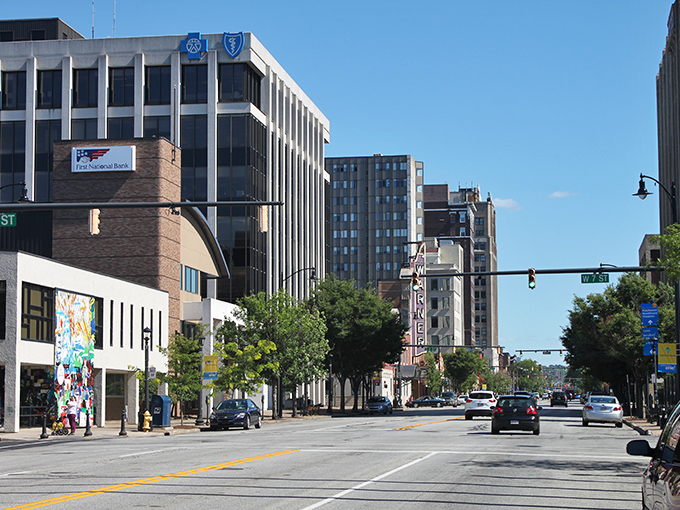 Downtown Erie blends historic buildings with urban renewal, creating a skyline that tells the city's evolving story.