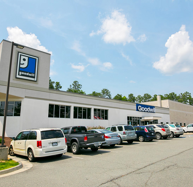 The parking lot's full for good reason&mdash;this isn't your grandmother's Goodwill experience.
