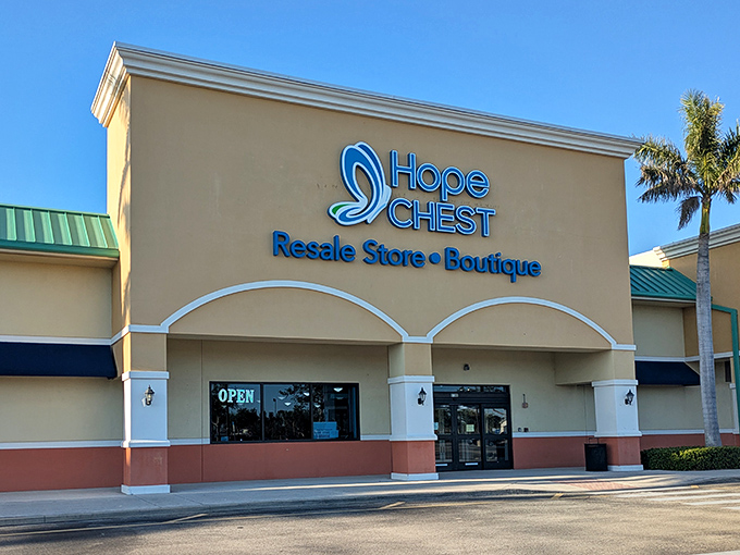 Palm trees and discount shopping - because paradise includes finding designer jeans for five dollars, naturally.