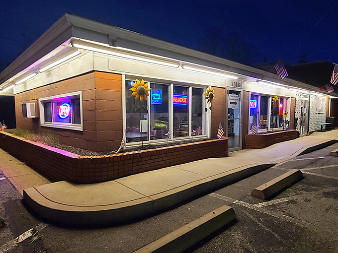 Night falls but hunger rises! Those neon lights are like a beacon calling all midnight comfort-food crusaders.