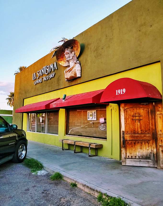 That wooden door at La Santisima might as well be a portal to flavor country. The green building stands out like a culinary oasis in Phoenix.
