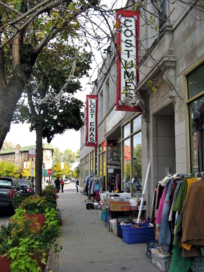 The vintage red signage perfectly matches the era of treasures waiting inside this time capsule.