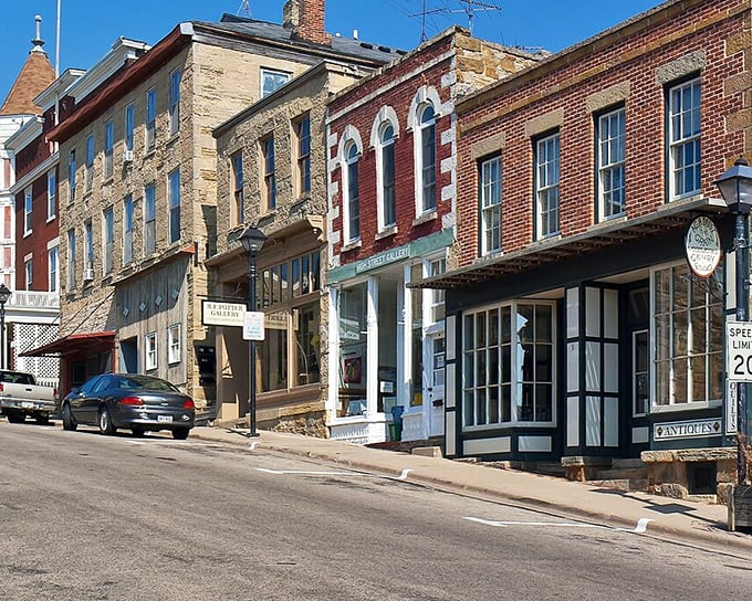 Fall in Mineral Point brings golden light to streets where Cornish miners once walked after long days underground.