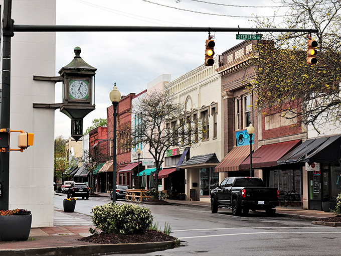 Brick buildings and wide sidewalks make Morganton's downtown perfect for window shopping. No rush hour here!