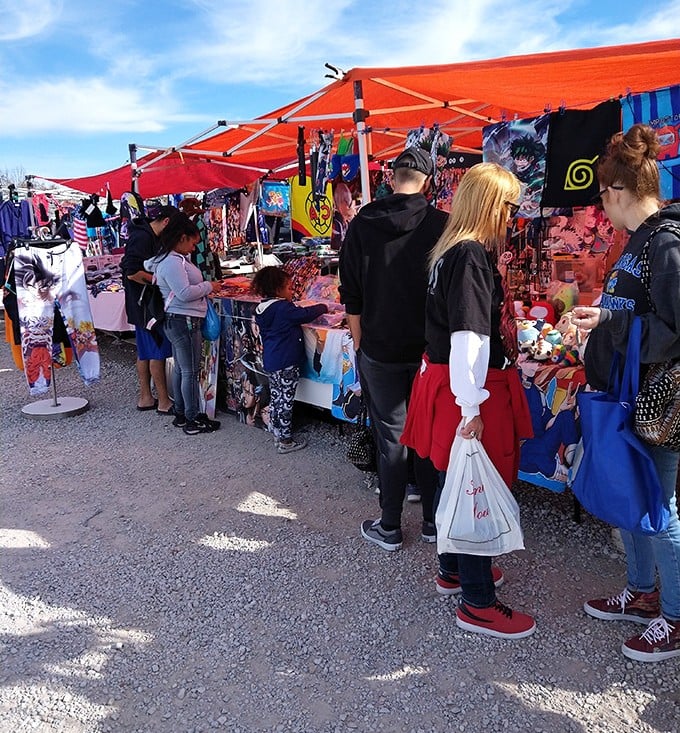 Under these bright red canopies, families browse through collections that would make any pop culture enthusiast's heart skip a beat.