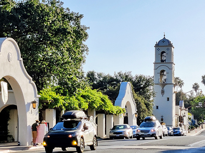 The mission-style architecture of Ojai glows in that famous California sunshine. No filter needed for this postcard-perfect scene.