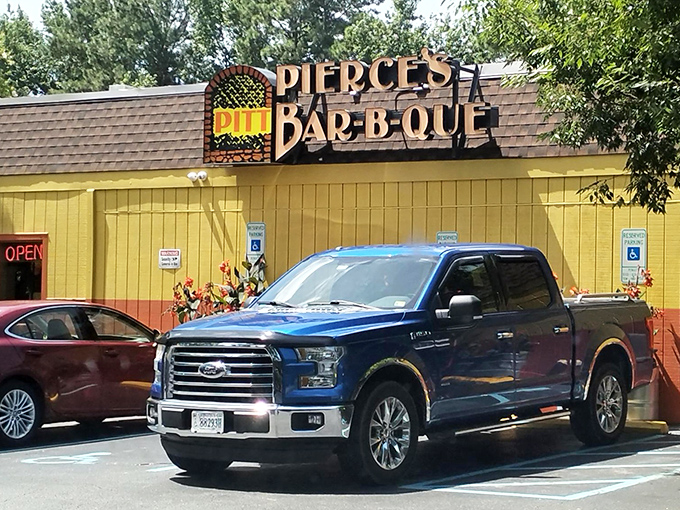 That sunny yellow building isn't compensating for anything&mdash;Pierce's knows exactly what it's doing with that smoker.