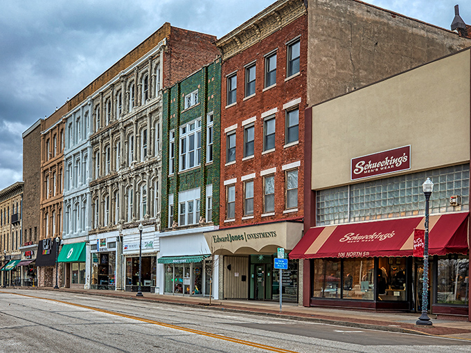 Quincy's charming downtown features buildings in every color, like a small-town rainbow against the Sierra sky.
