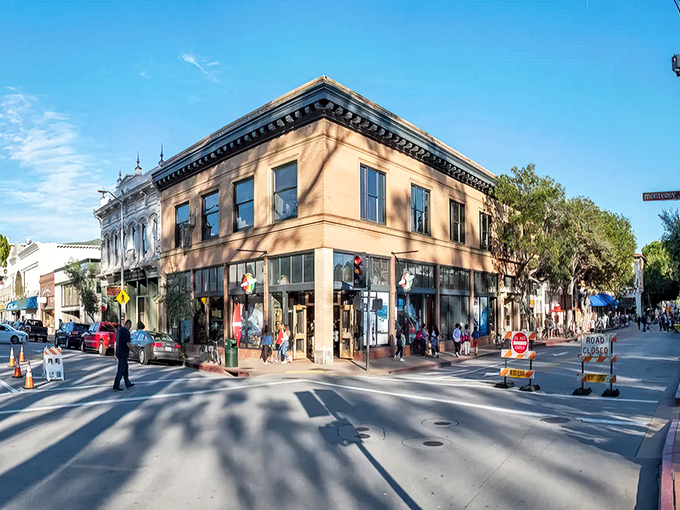 Historic buildings house modern shops, blending past and present in perfect small-town harmony.