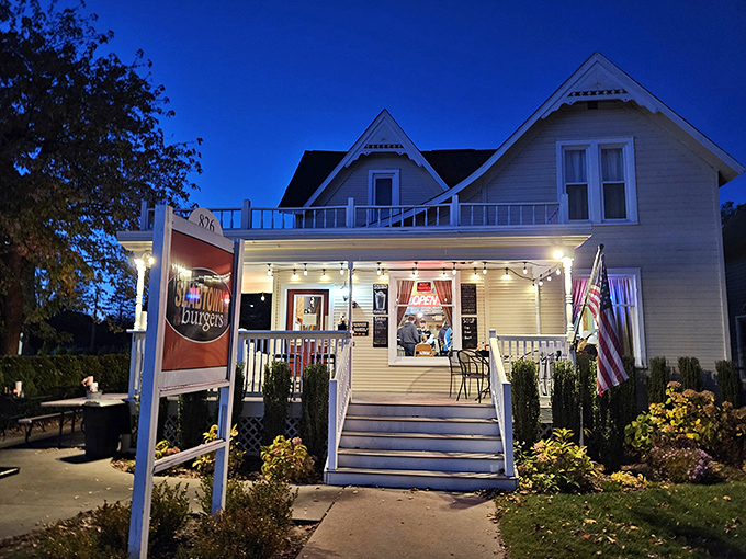 As evening falls, Slabtown's porch lights welcome you like an old friend. The American flag waves as if to say, "Burgers this good are patriotic duty."