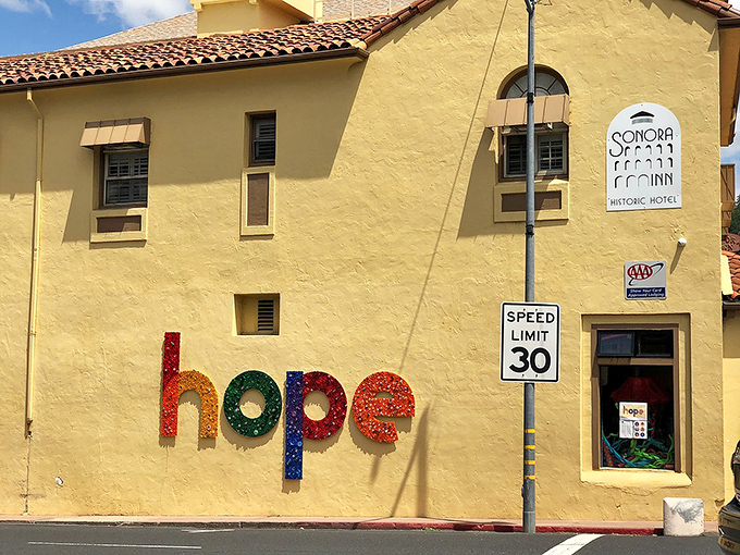 Glowing golden wall full of hope reminding every passerby of Sonora's warm welcome