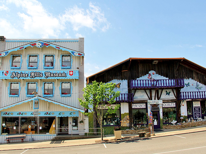 Swiss miss architecture! These whimsical buildings look like they should be selling chocolate and cuckoo clocks—oh wait, they are!