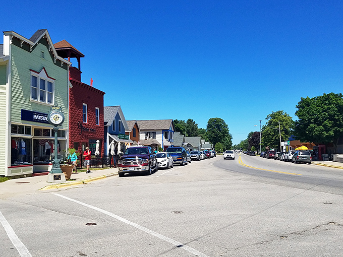 Suttons Bay: Cheerful buildings in candy colors welcome visitors. Like a small-town theme park, minus the $100 admission fee.