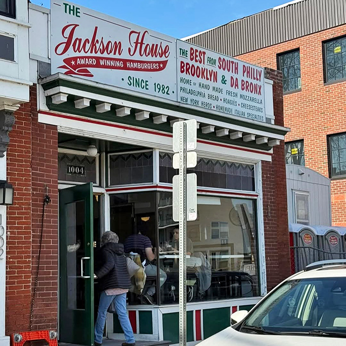 This narrow brick building houses burger magic that locals have been lining up for through decades of Harrisburg history.