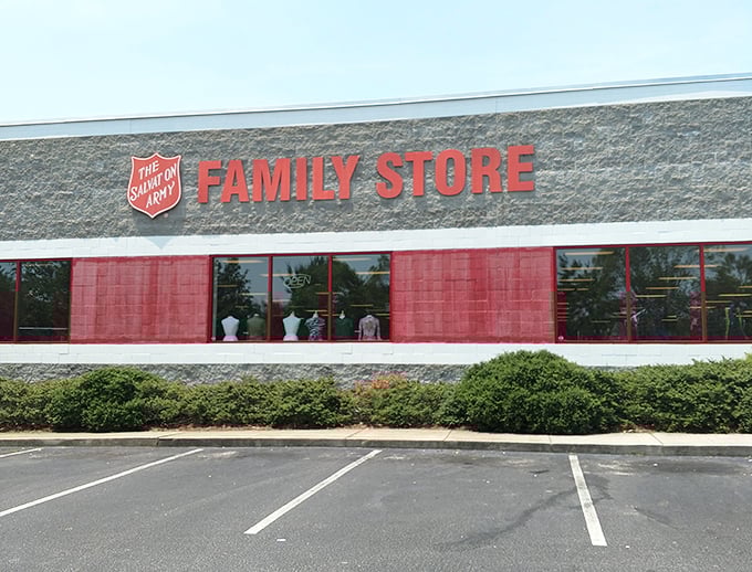 Clean lines and bright windows invite shoppers into this Salvation Army store&mdash;no bell ringers required during shopping season!