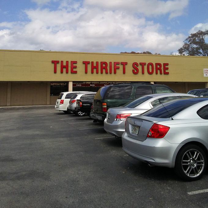 Clear blue skies and a packed parking lot&mdash;the universal sign of a thrift store worth visiting!