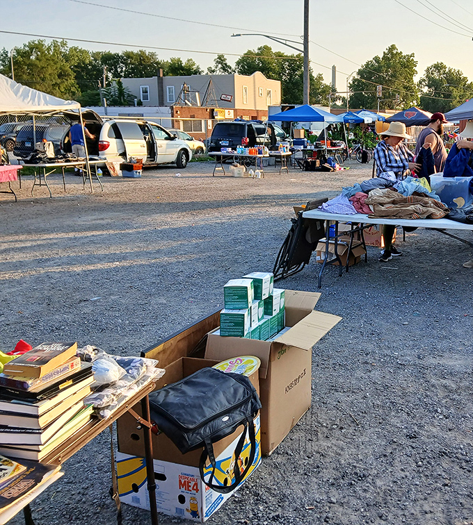 Golden hour at the swap meet&mdash;where cardboard boxes might contain vinyl records that survived disco's demise or your grandmother's missing china.