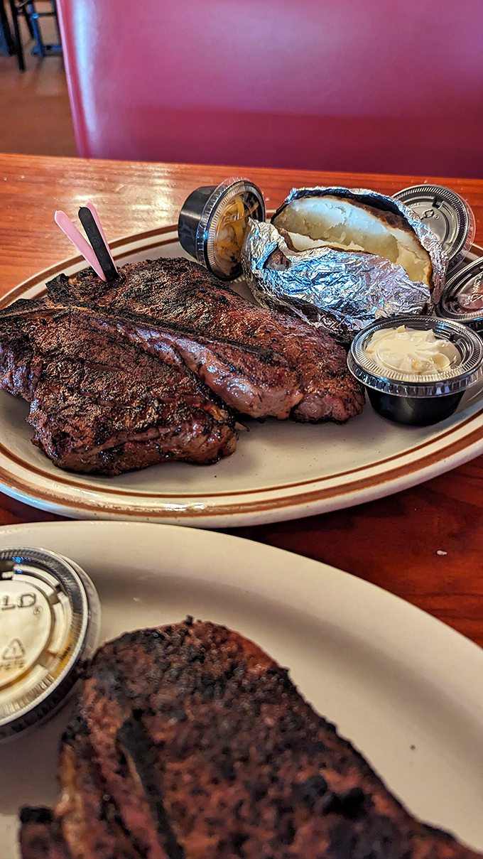 This 32-oz T-bone doesn&rsquo;t just hang off the plate&mdash;it&rsquo;s staging a rebellion against ordinary dining experiences.